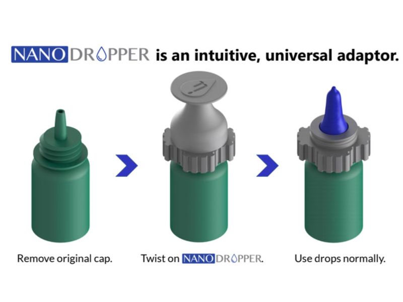 New medical device Nanodropper silicone to reduce eyedrop waste